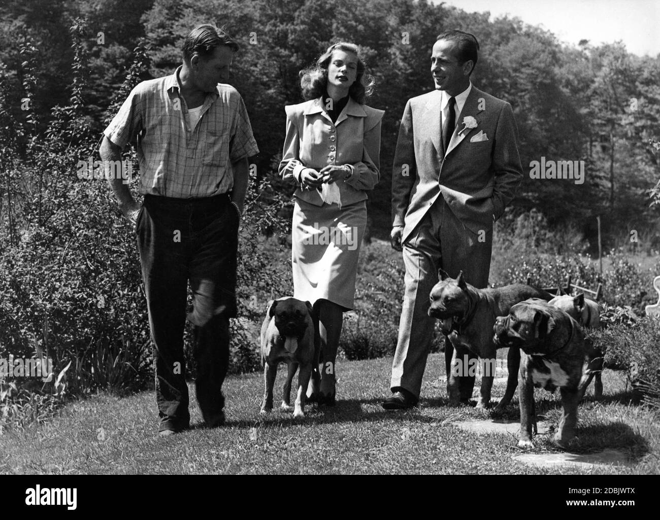 LAUREN BACALL and HUMPHREY BOGART just before their wedding walking ...