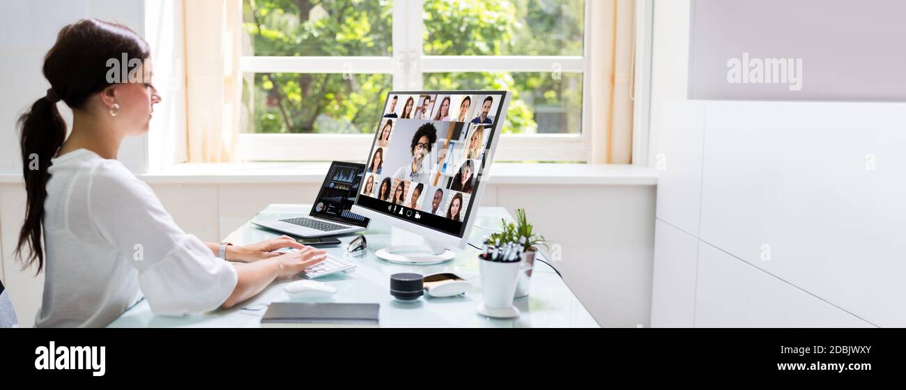 Online Video Conference Call. Remote Webinar Meeting Stock Photo - Alamy