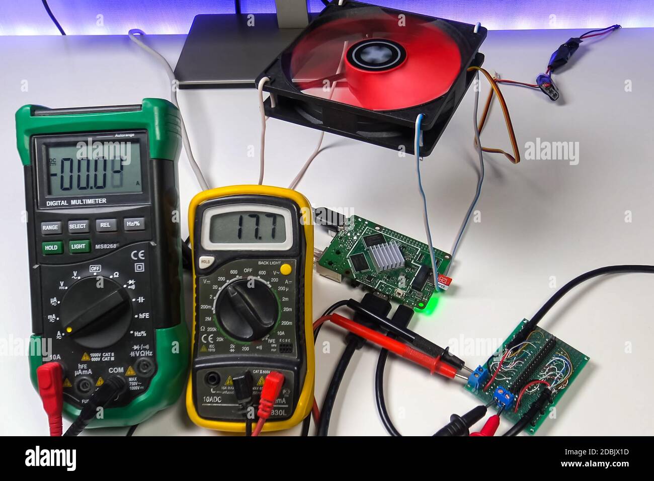 Repair of electronics and computer equipment. Multimeter Stock Photo ...