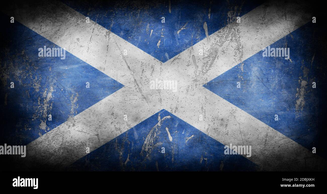 Flag of Scotland with grunge texture background 3D illustration Stock ...