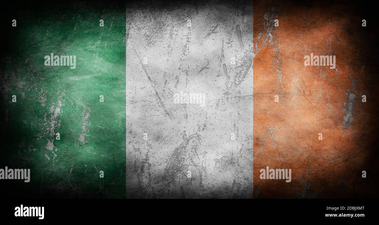 Flag of Ireland with grunge texture background 3D illustration Stock ...