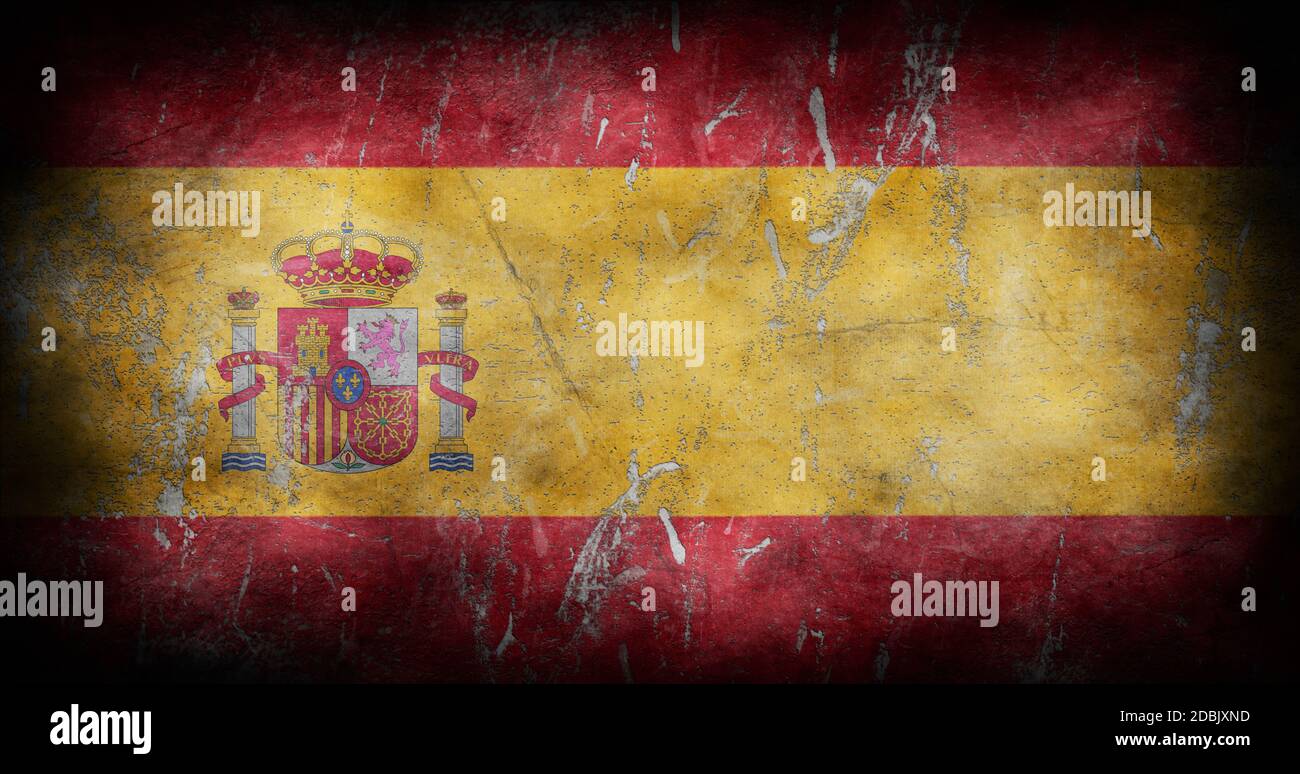 Flag of Spain with grunge texture background 3D illustration Stock ...