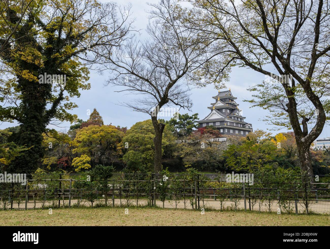 Stunning view of Okayama Castle in autumn season, Okayama, Japan Stock ...