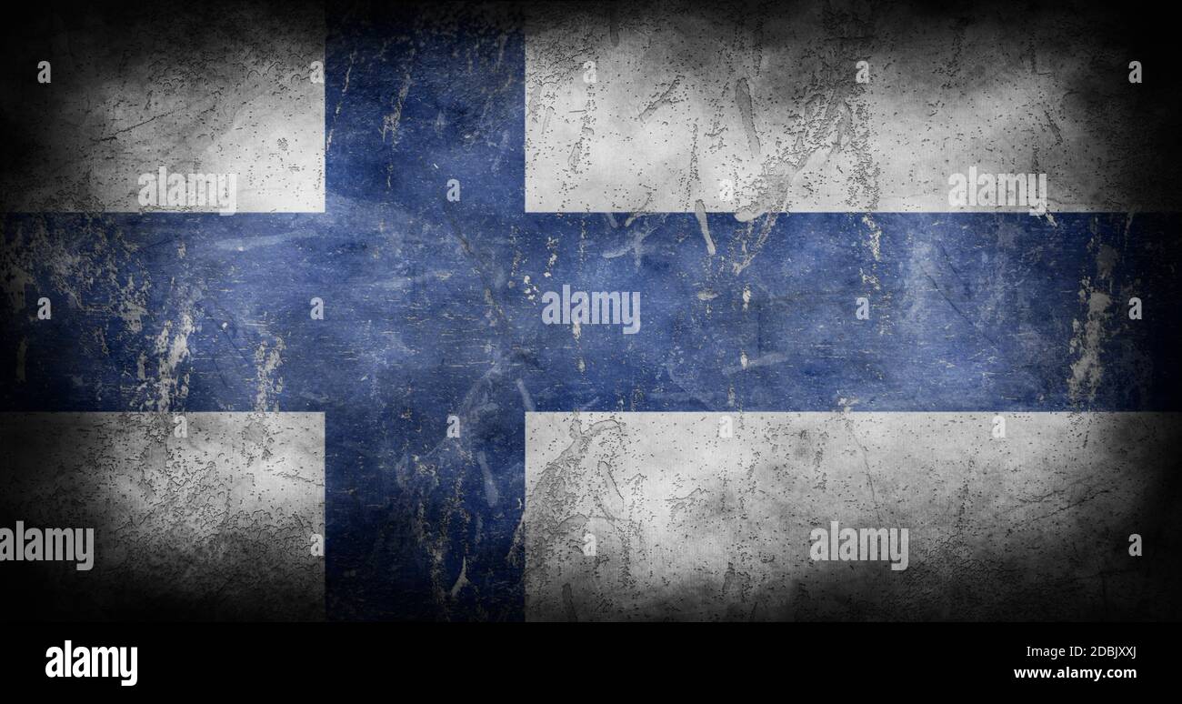 Flag of Finland with grunge texture background 3D illustration Stock ...