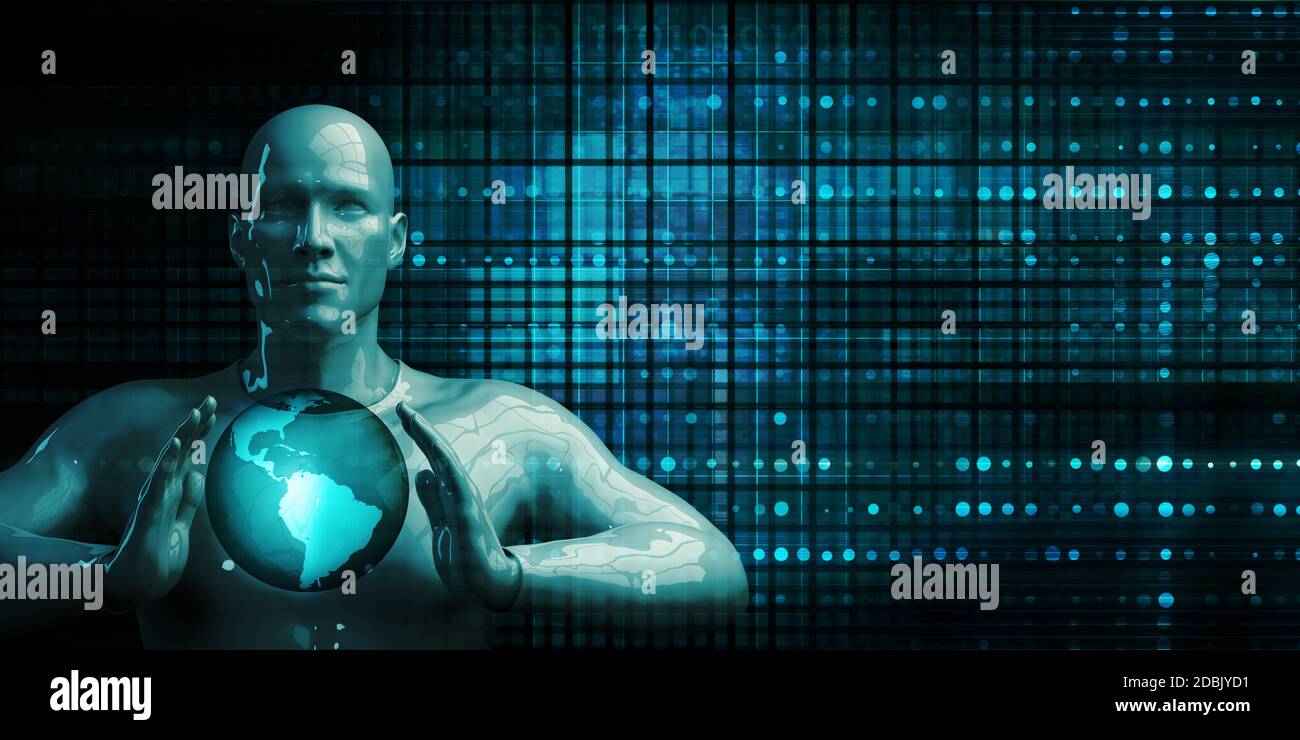 Black Business Man Holding Globe Future Technology Theme Concept Stock ...