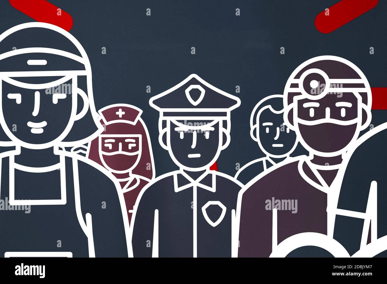 Illustration of people in uniform, policeman. doctor nurse Stock Photo ...