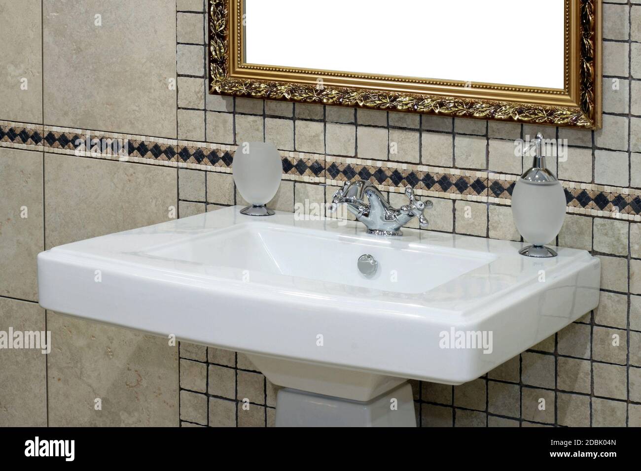 Italian style basin and faucet with ancient tiles Stock Photo - Alamy