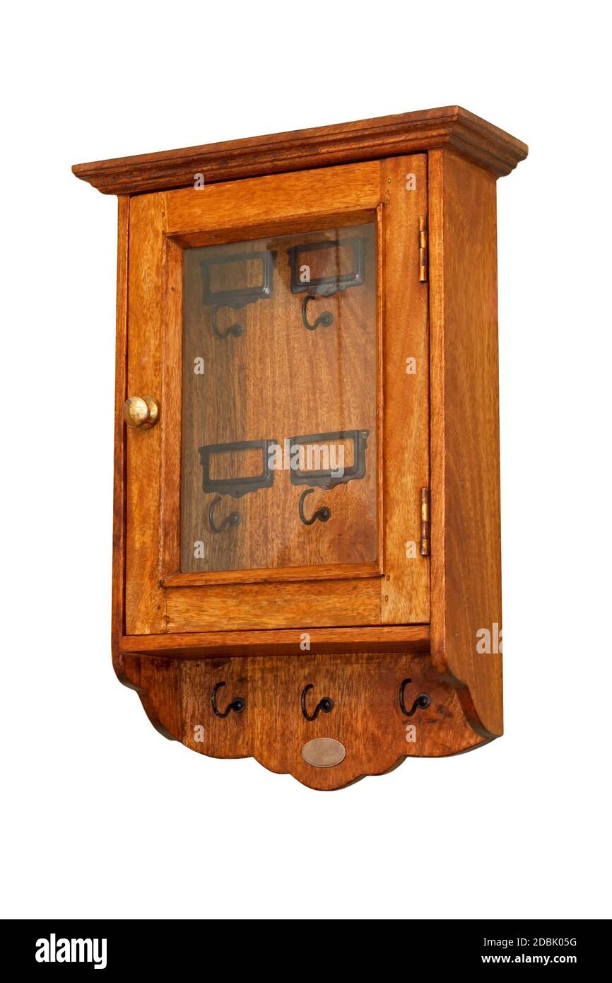 Small wooden locker for key organisation isolated Stock Photo - Alamy