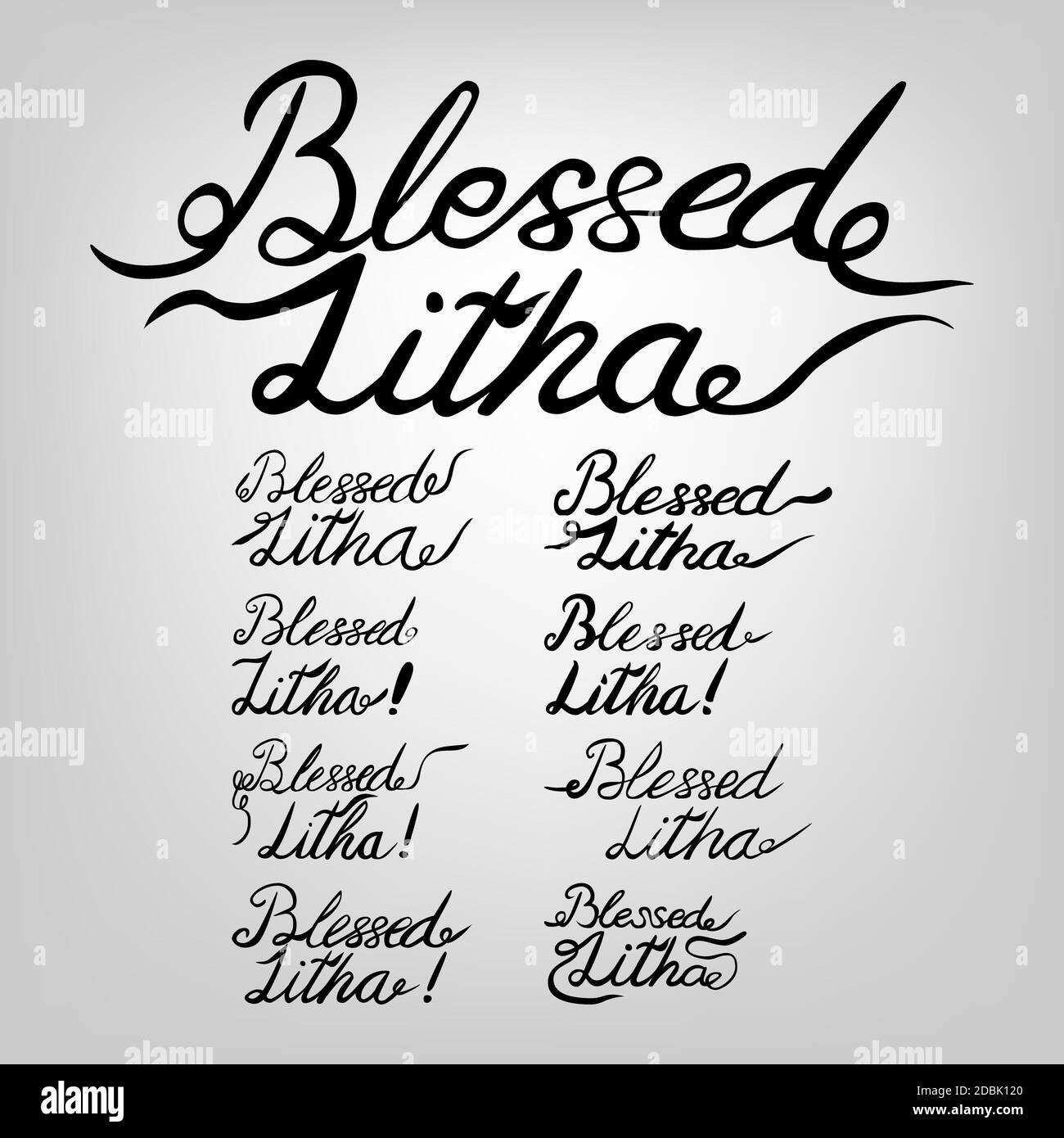 black ink lettering set - blessed litha. For summer greeting cards ...