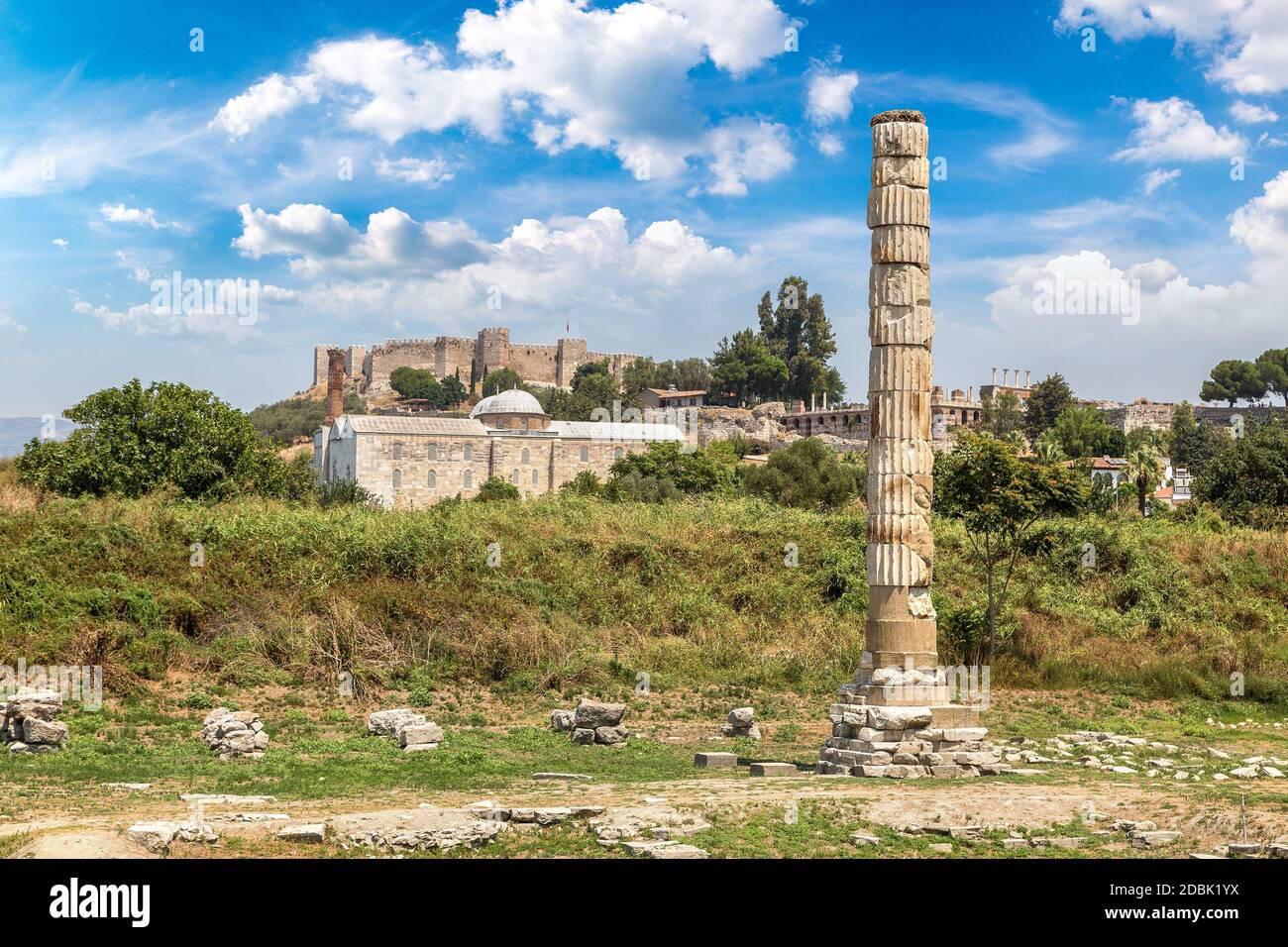 Ruins of Temple of Artemis at Ephesus in a beautiful summer day Stock ...
