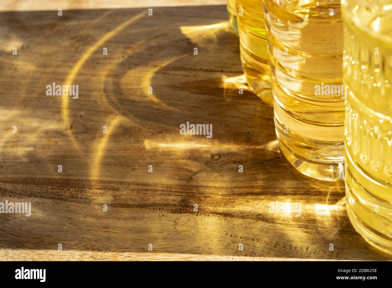 yellow light reflections made from sun ray and oil bottles Stock Photo ...