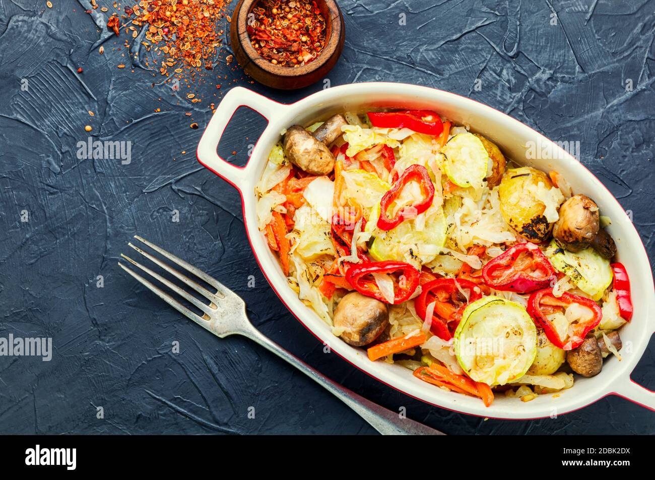 Delicious braised vegetables,healthy vegetarian food.Stewed vegetables ...