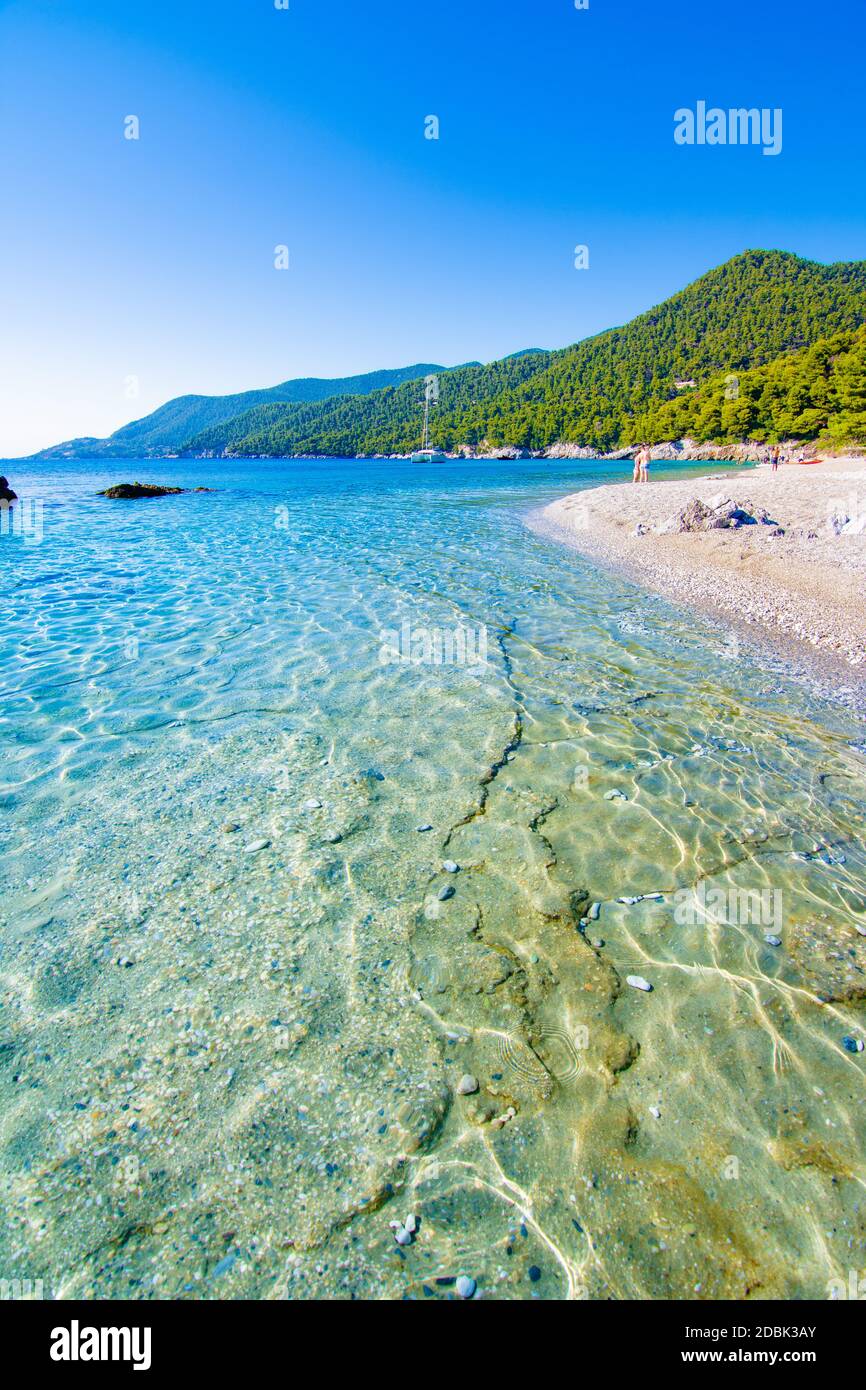 Amazing beach of Milia, Skopelos, Greece Stock Photo - Alamy