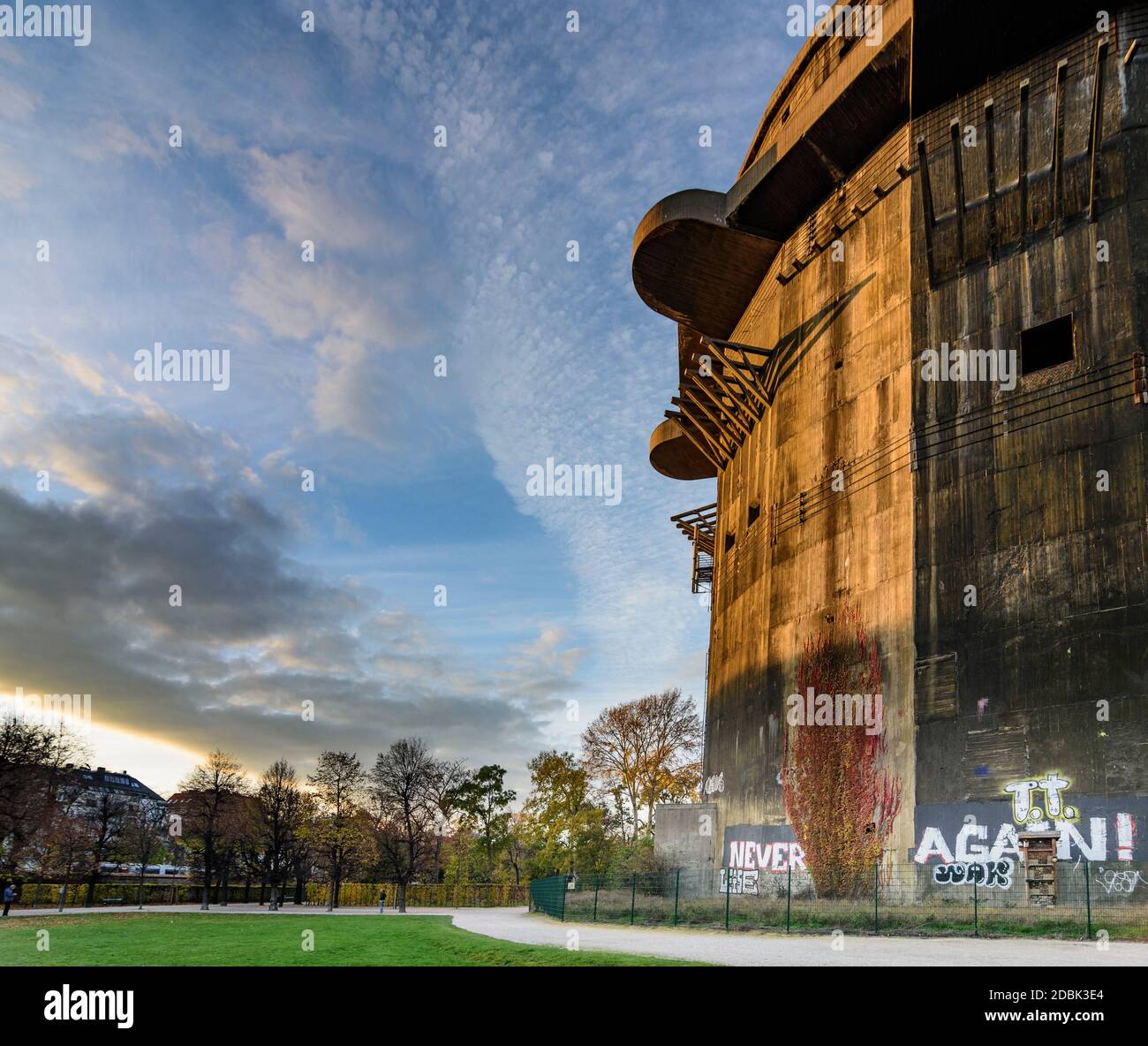 Wien, Vienna: park Augarten, Flak tower G-Tower in 02. Leopoldstadt ...