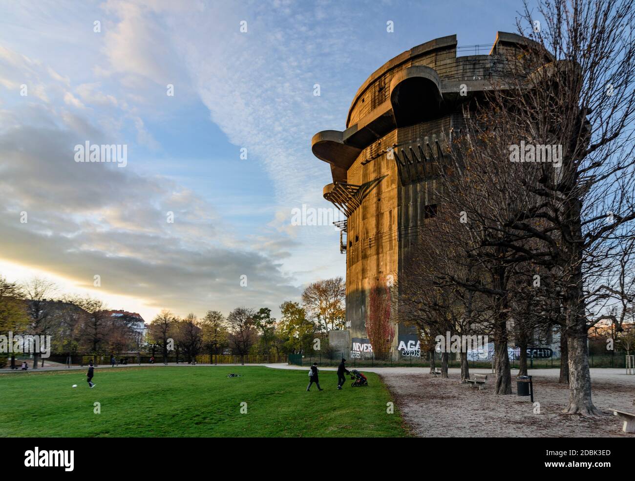 Wien, Vienna: park Augarten, Flak tower G-Tower in 02. Leopoldstadt ...