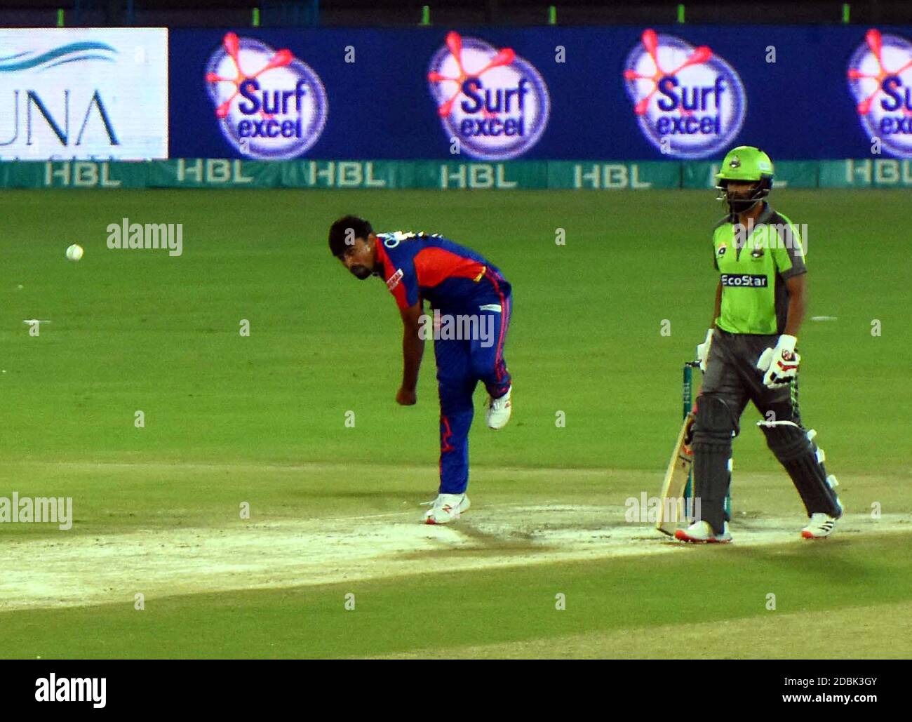 Karachi Kings Bowler, Waqas Maqsood in action during the Pakistan Super ...