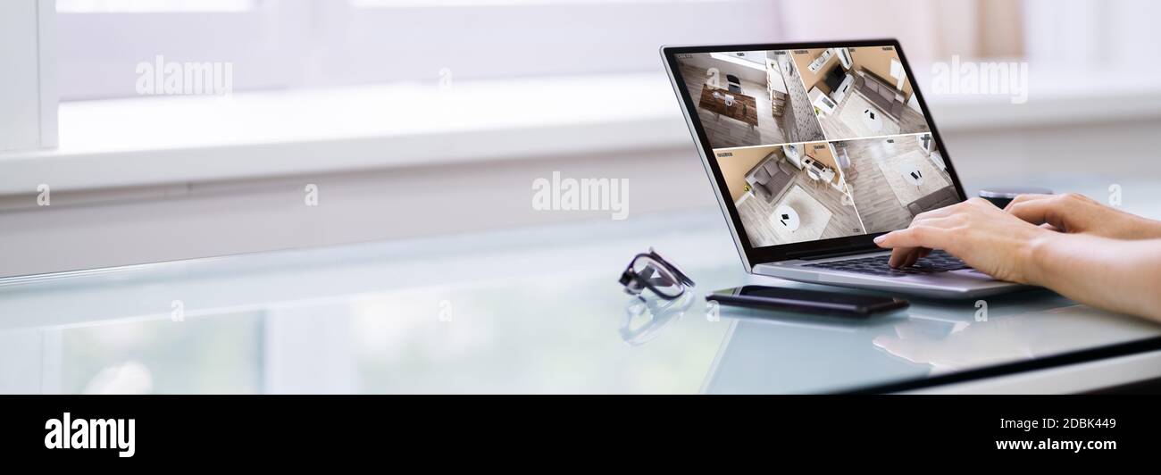 Monitoring CCTV Camera Surveillance Footage In Monitor Room Stock Photo ...