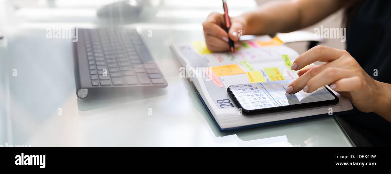 Task Calendar And Agenda Schedule With Reminder List Stock Photo - Alamy