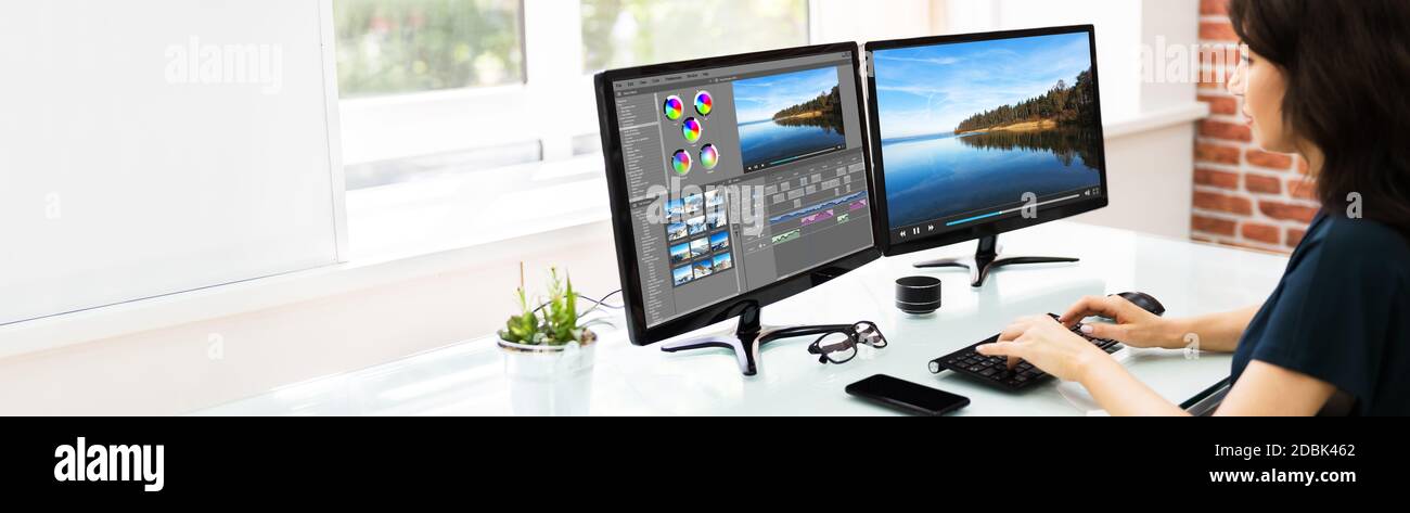 Video Editor Using Software For Edit And Montage Stock Photo - Alamy
