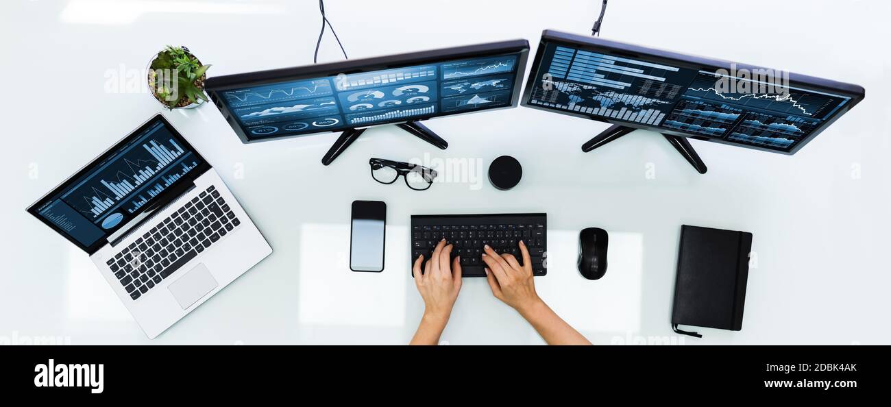 Analyst Women Looking At KPI Data On Computer Screen Stock Photo - Alamy