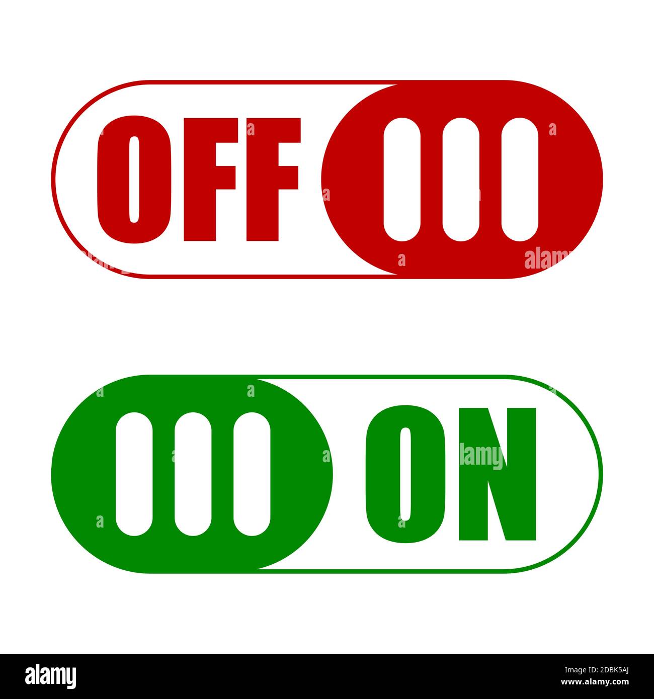 on off switches on a white background. Red and green switch. Isolated vector illustration Stock ...