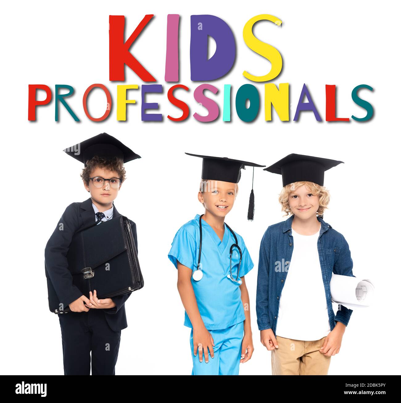 children in graduation caps dressed in costumes of different ...
