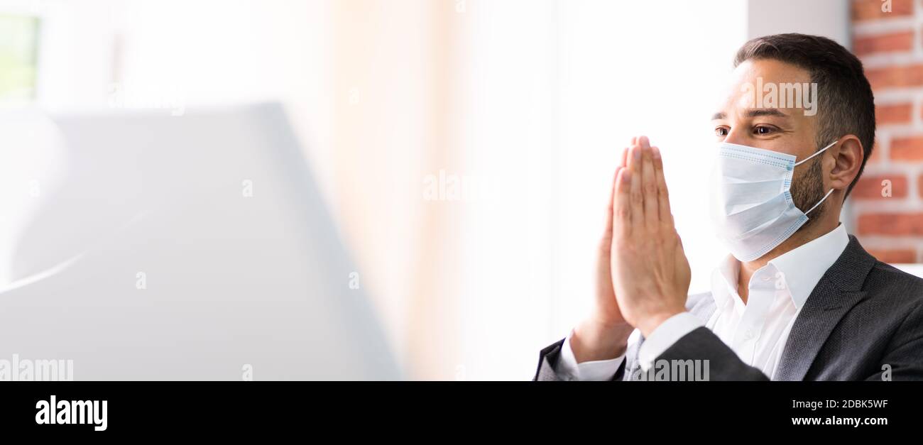 Man Prayer Worshiping Seeking God In Face Mask Stock Photo - Alamy