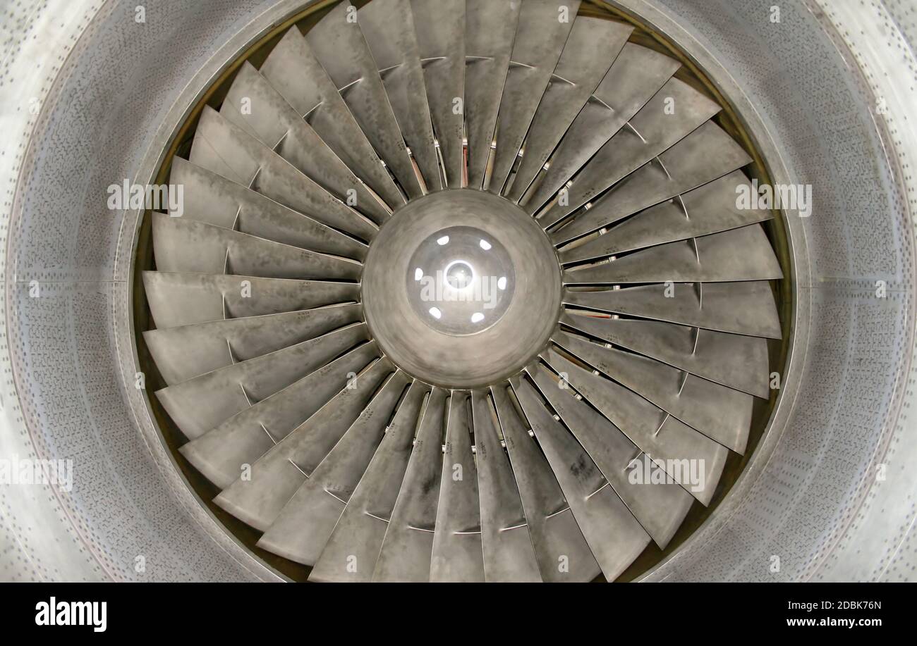 Inside big jet engine blades and motor cone Stock Photo - Alamy