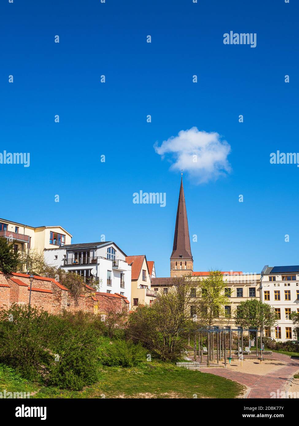 Petrikirche with city wall hi-res stock photography and images - Alamy