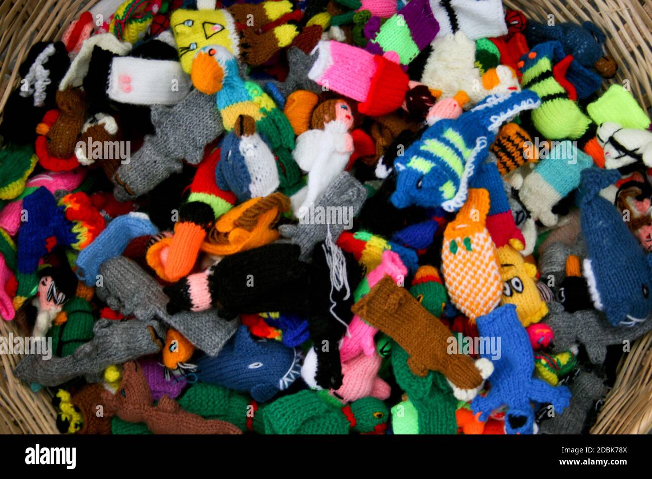 Small cutie hand made wool figures toys Stock Photo - Alamy