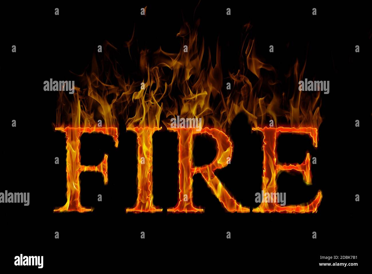 Fire lettering english burning on flame Stock Photo - Alamy