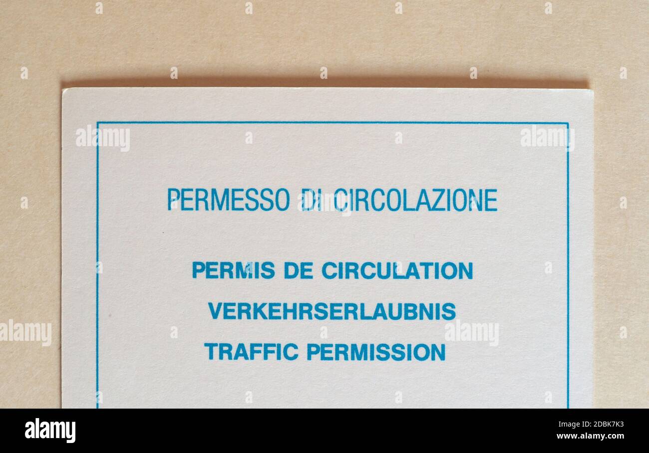 Traffic permit, written in many languages including (from top to bottom ...