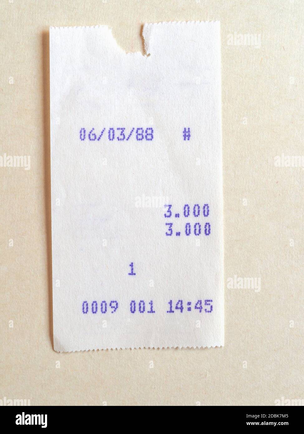 Vintage shop customer receipt printed with dot matrix printer Stock ...