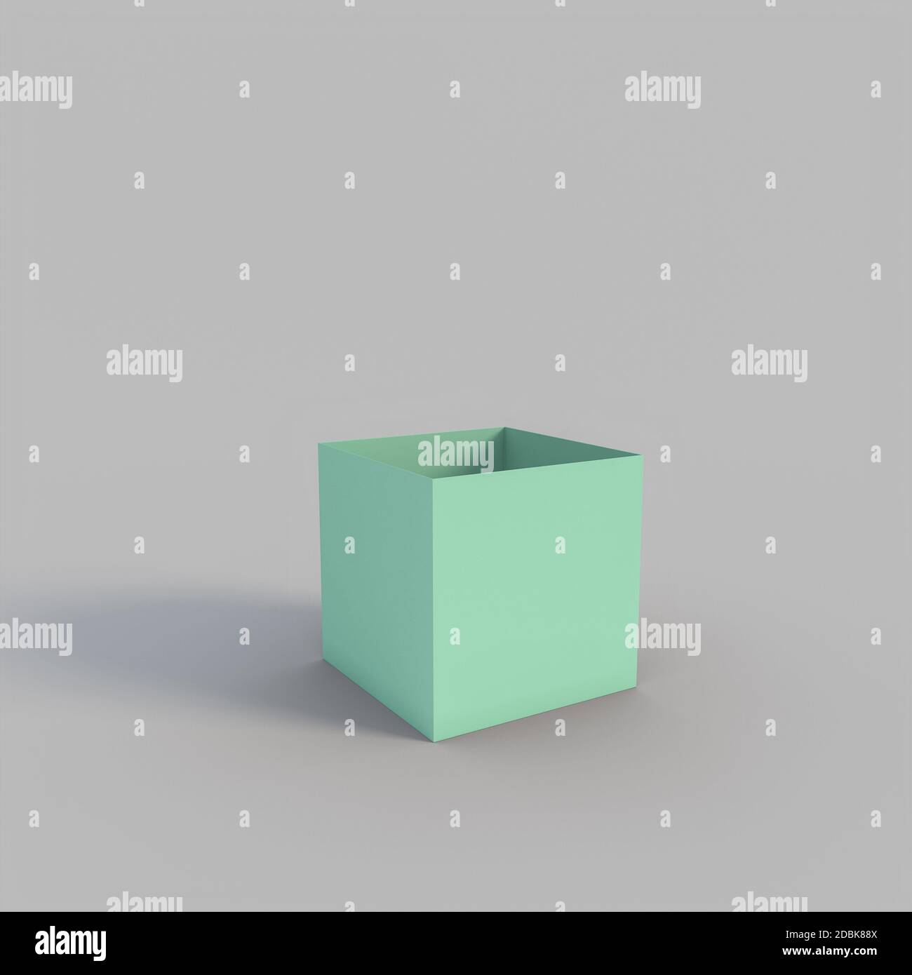 empty green box in cube shape on gray background. 3d render Stock Photo ...