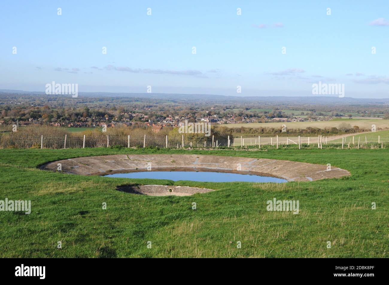 Dew ponds on the Sussex Downs between Lewes and Glynde. Once a common ...