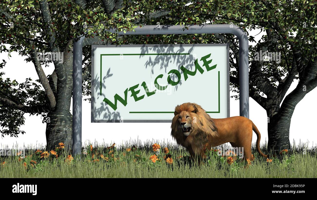 sign board in park welcome Stock Photo - Alamy