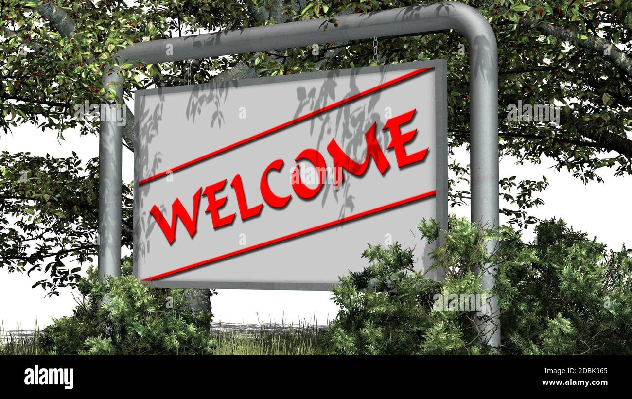 sign board in park welcome Stock Photo - Alamy