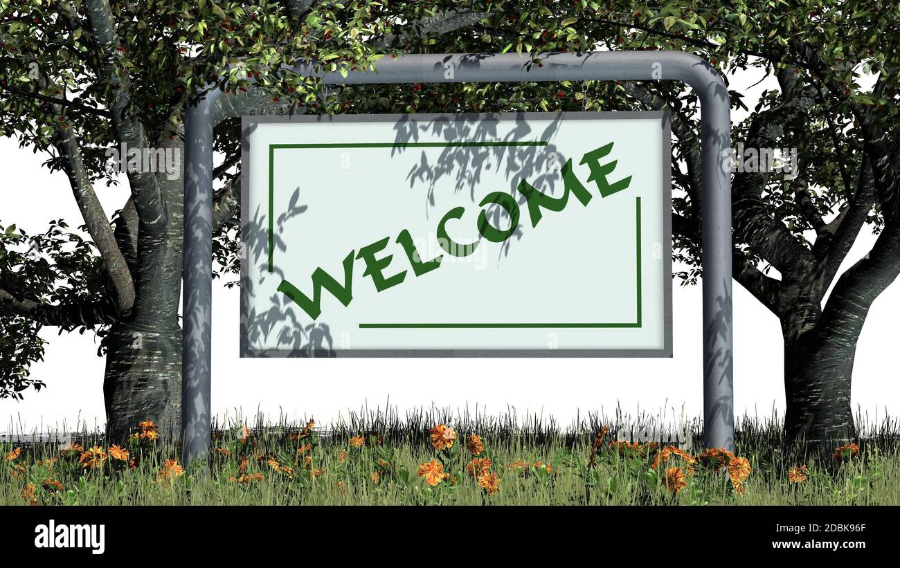 sign board in park welcome Stock Photo - Alamy