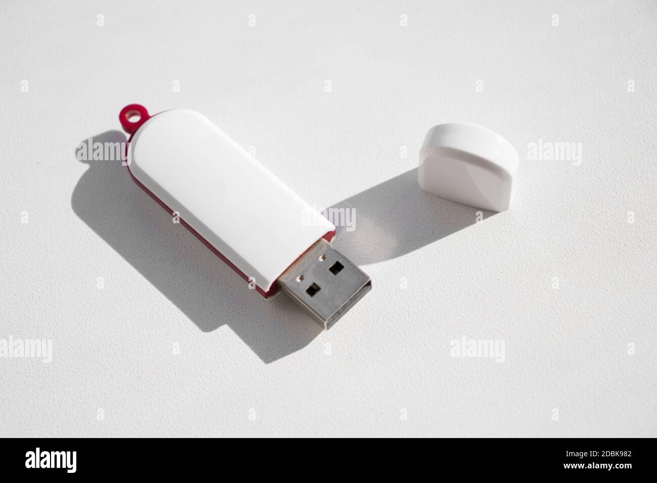 File storage usb disk white with red border isolated on white ...