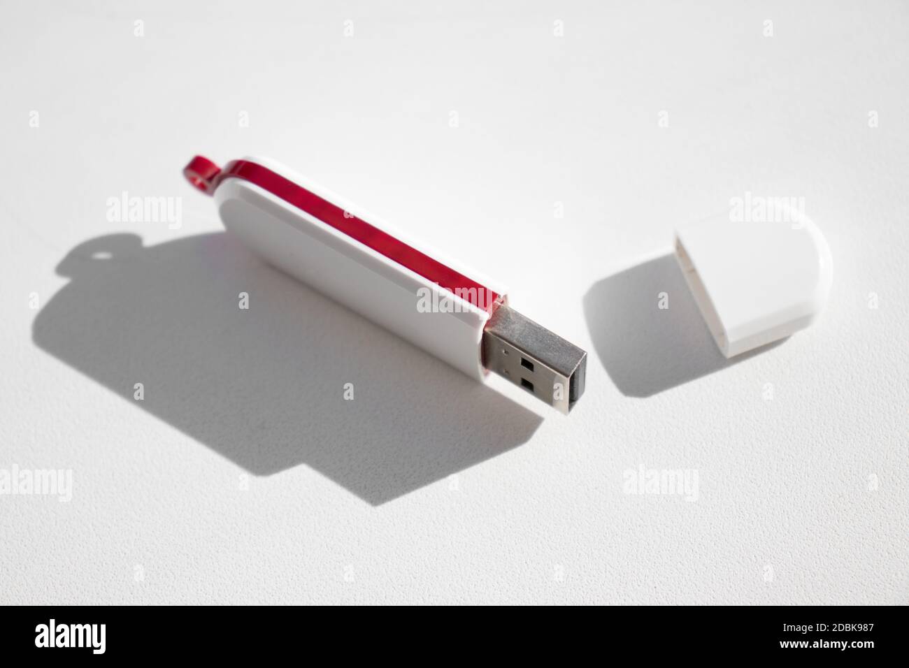 File storage usb disk white with red border isolated on white ...