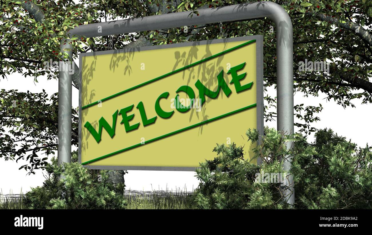 sign board in park welcome Stock Photo - Alamy
