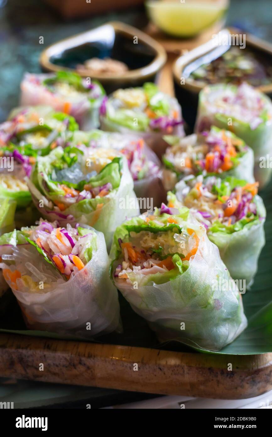 Healthy fresh vegetable spring rolls serving, stock photo Stock Photo ...