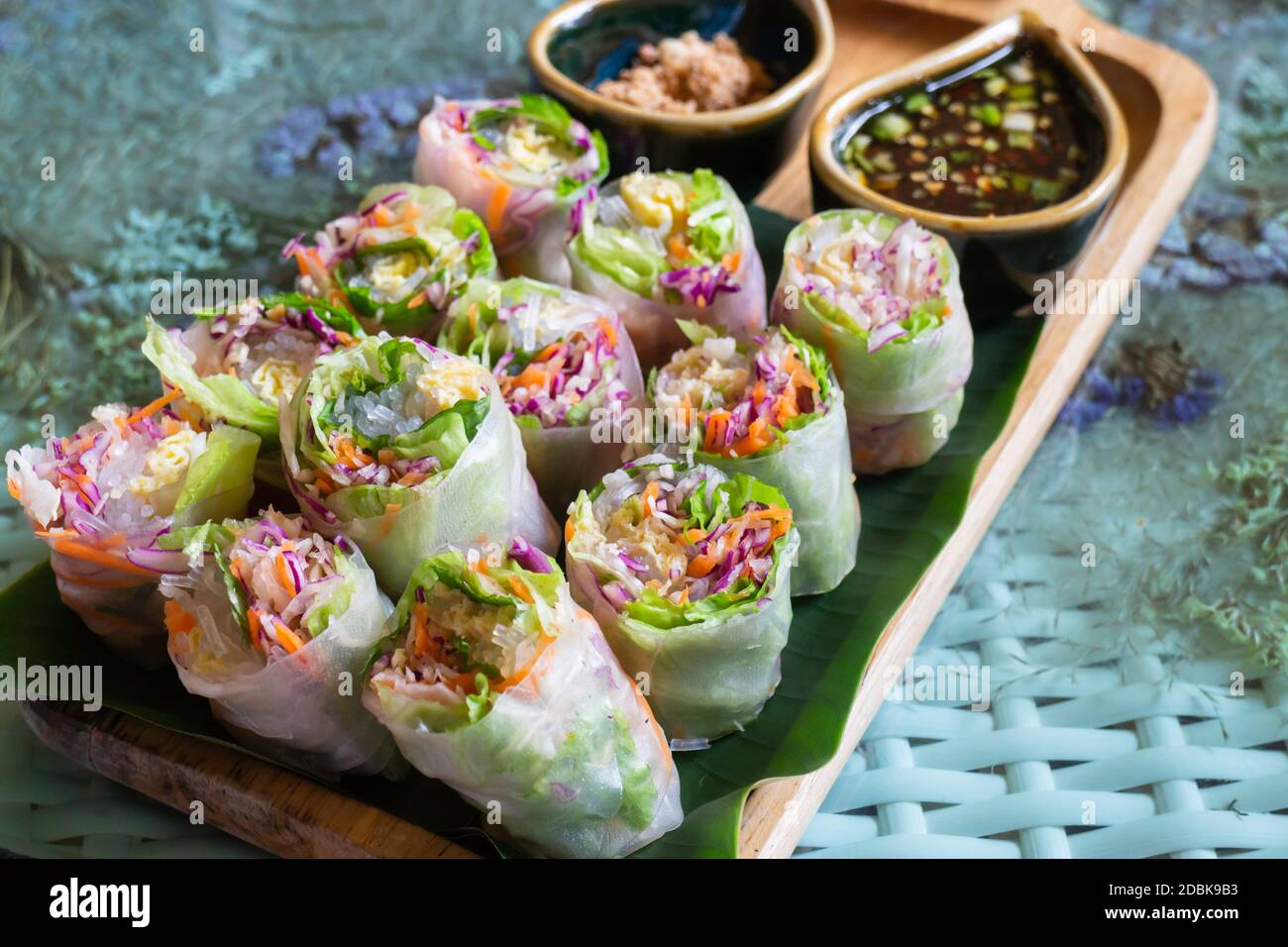 Healthy fresh vegetable spring rolls serving, stock photo Stock Photo ...