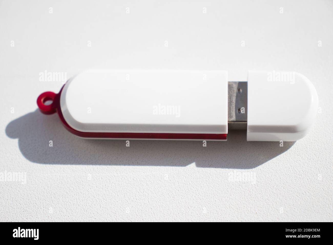File storage usb disk white with red border isolated on white ...