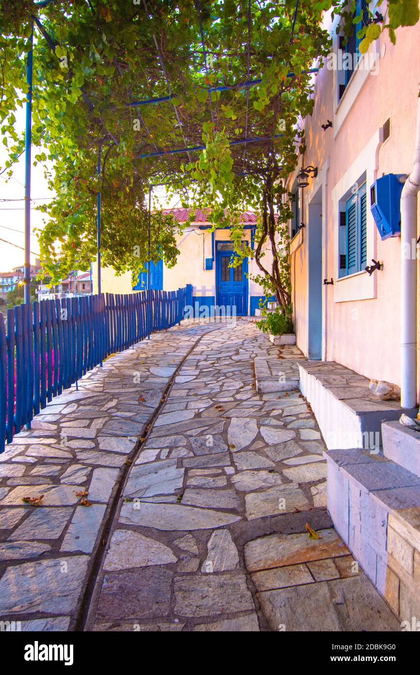 Amazing scenic village of Glossa at sunset, Skopelos, Greece Stock ...