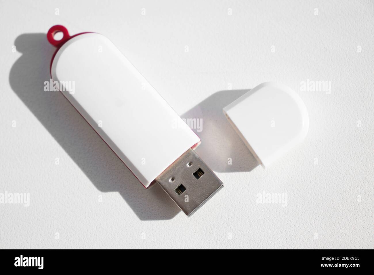 File storage usb disk white with red border isolated on white ...