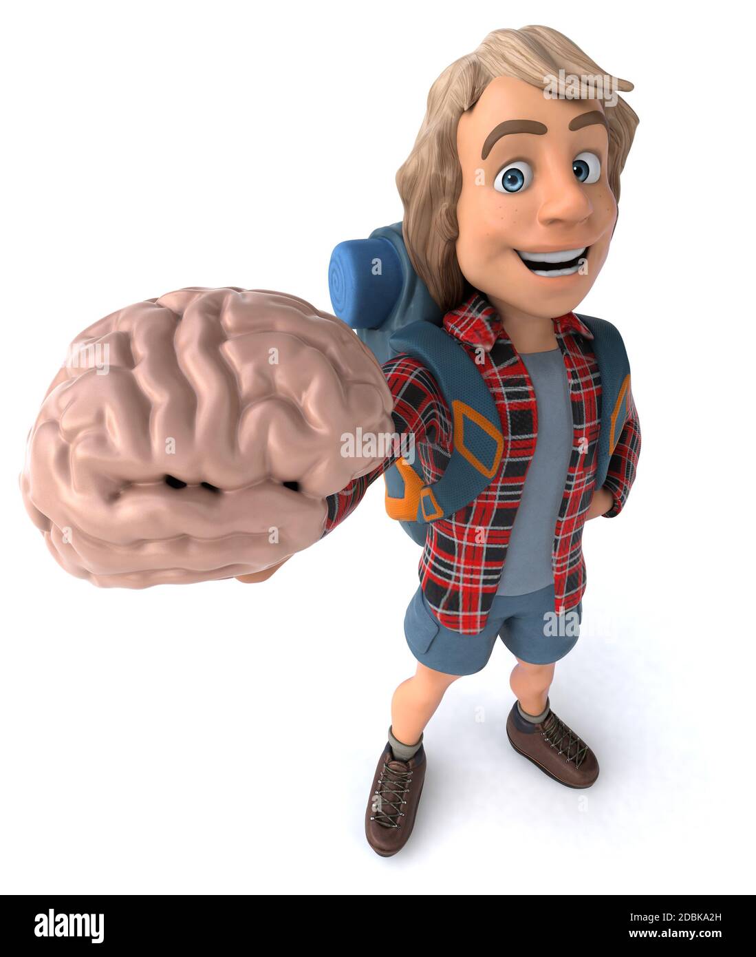 Fun backpacker cartoon guy Stock Photo - Alamy