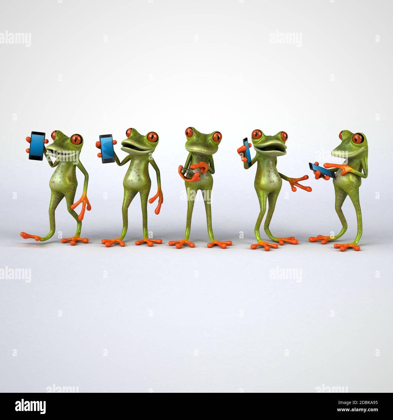 3D Illustration of cartoon Frogs phoning Stock Photo - Alamy