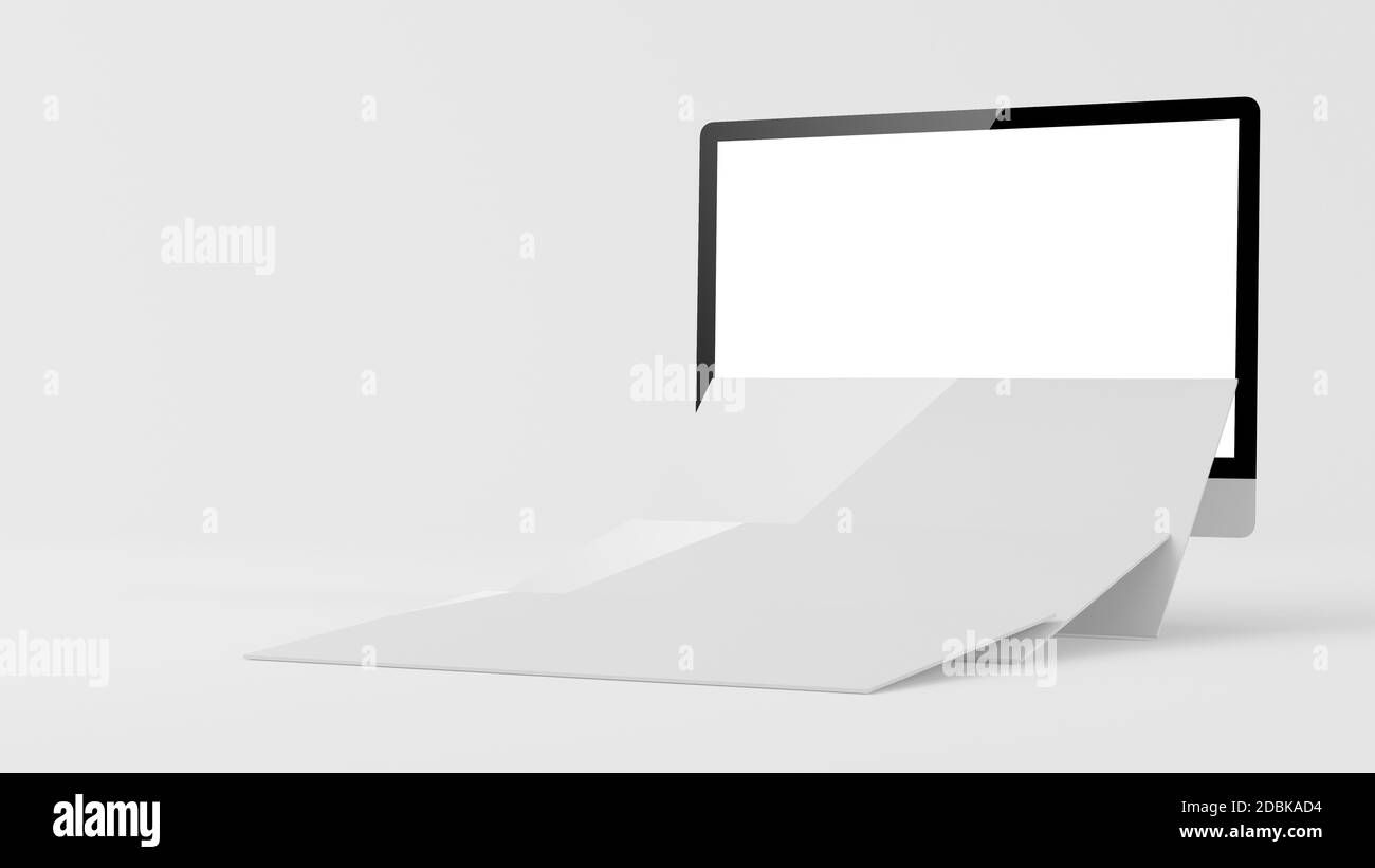 falling screens mock up 3d rendering Stock Photo - Alamy