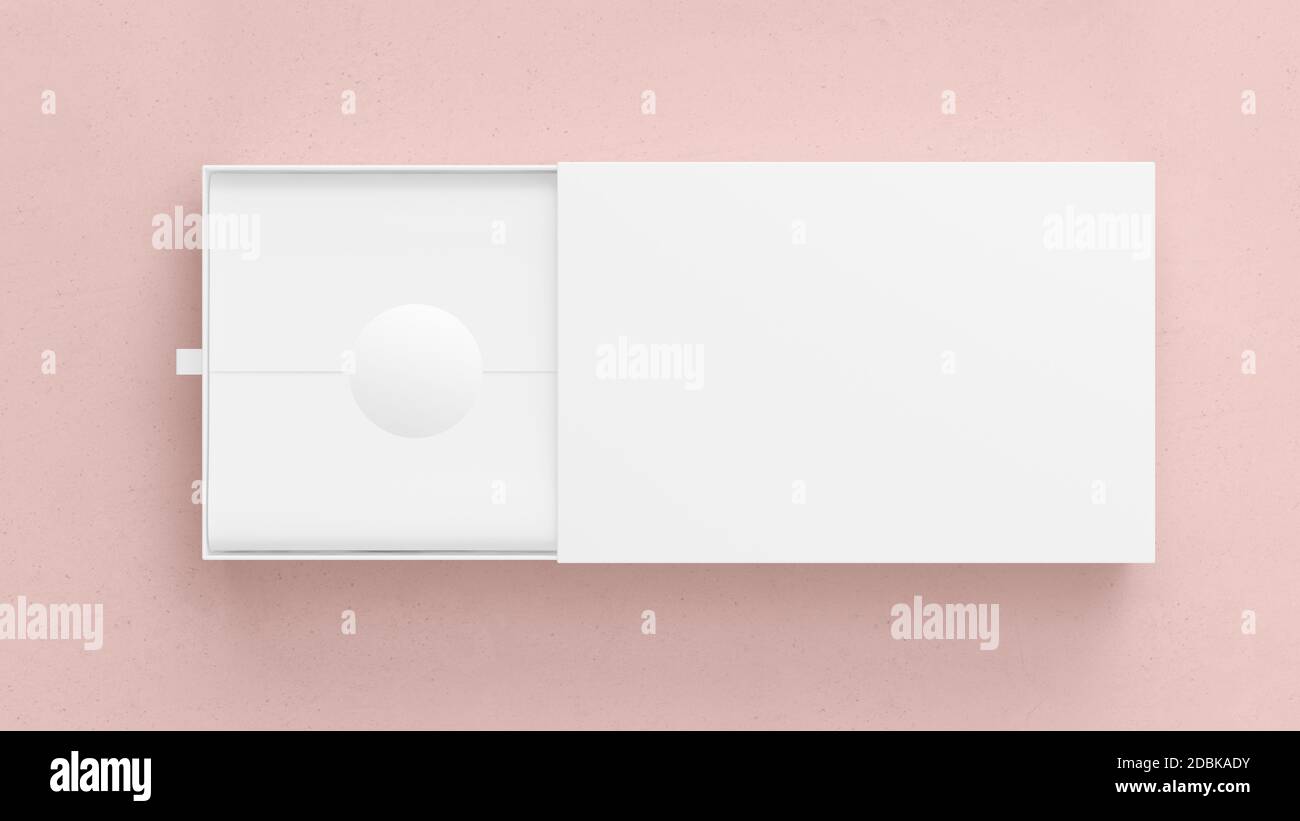 Open box top view with wrapping paper mock up Stock Photo - Alamy